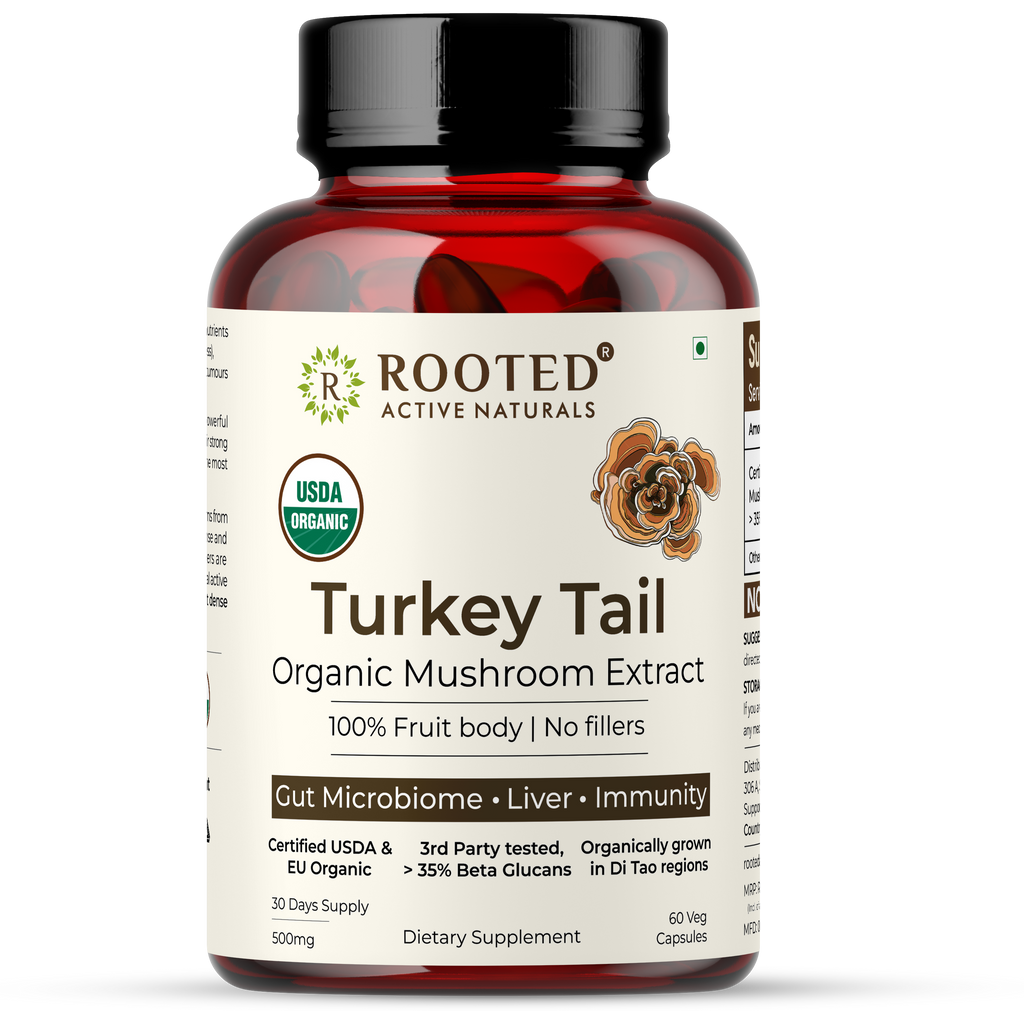 Turkey Tail Mushroom Extract Capsule | Rooted Actives – Rooted Active ...